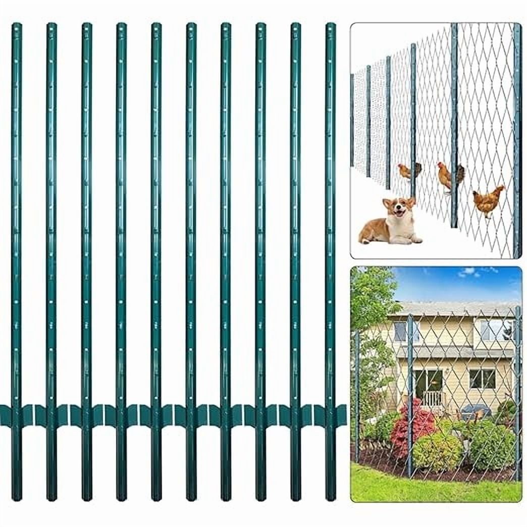 Fence Posts 5 Feet, Pack of 10, Metal Fence Poles U Post Sturdy Duty ...
