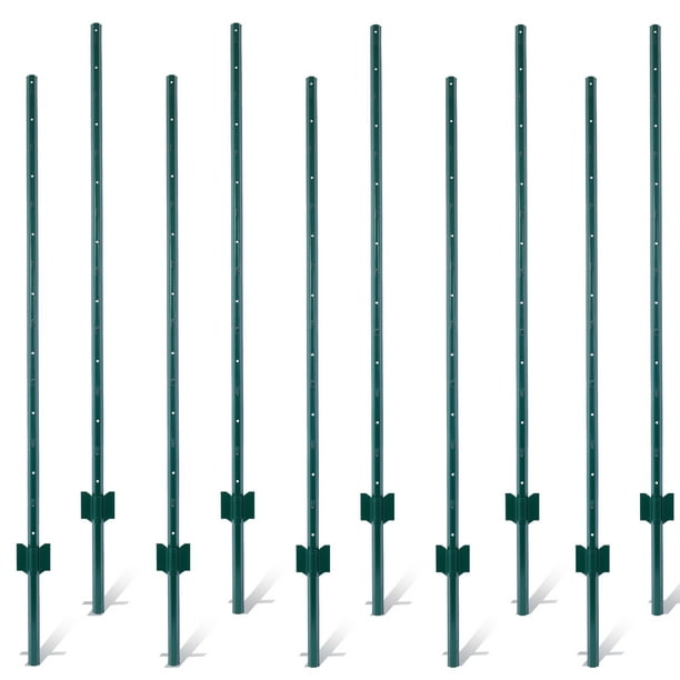 Fence Posts 5Feet - 10Pack, Heavy Duty Metal Fence Post with U-Channel ...