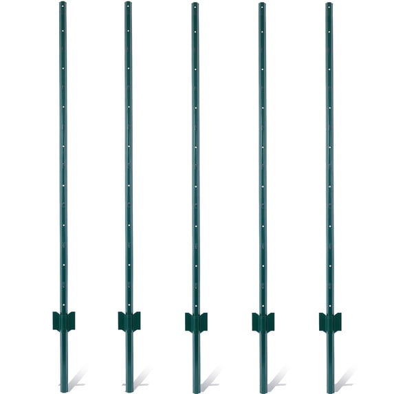 Fence Posts 5Feet - 5Pack, Heavy Duty Metal Fence Post with U-Channel ...