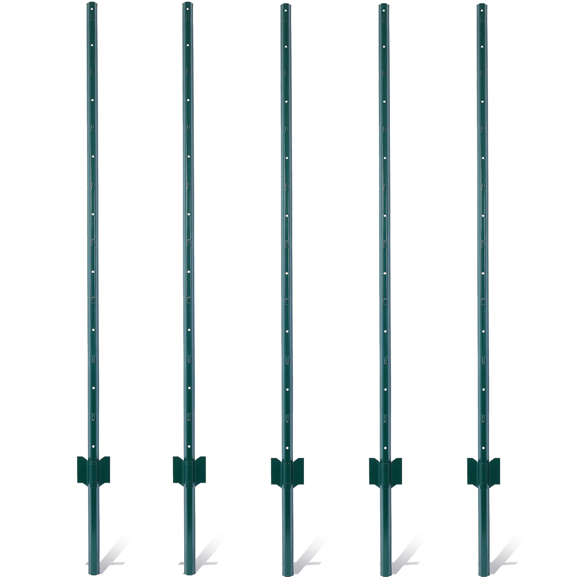 Fence Posts 5Feet - 5Pack, Heavy Duty Metal Fence Post with U-Channel ...
