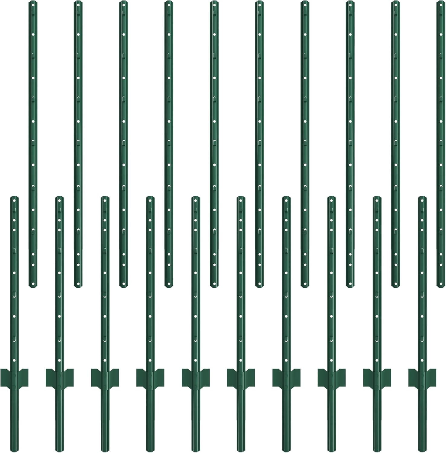 Fence Posts 6Feet - 10Pack, Heavy Duty Metal Fence Post with U-Channel ...