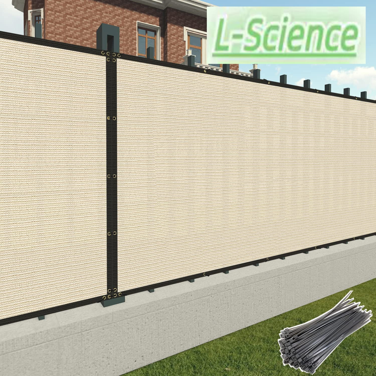 Fence Privacy Screen Beige Commercial Grade Mesh Shade Fabric with ...