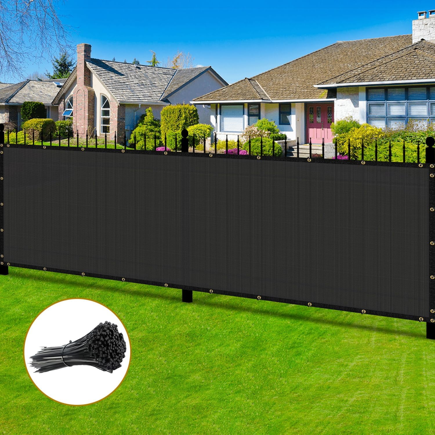 Fence Privacy Screen Outdoor 6' x 20' Black Heavy Duty Mesh Shade Net ...