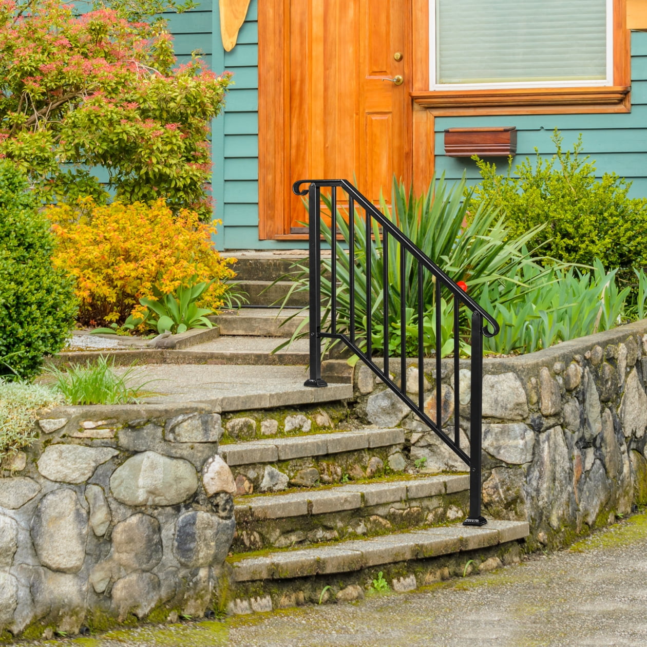 Fence & Rail Hand Rails for Outdoor Steps, 3 Step Handrail, Iron Indoor ...