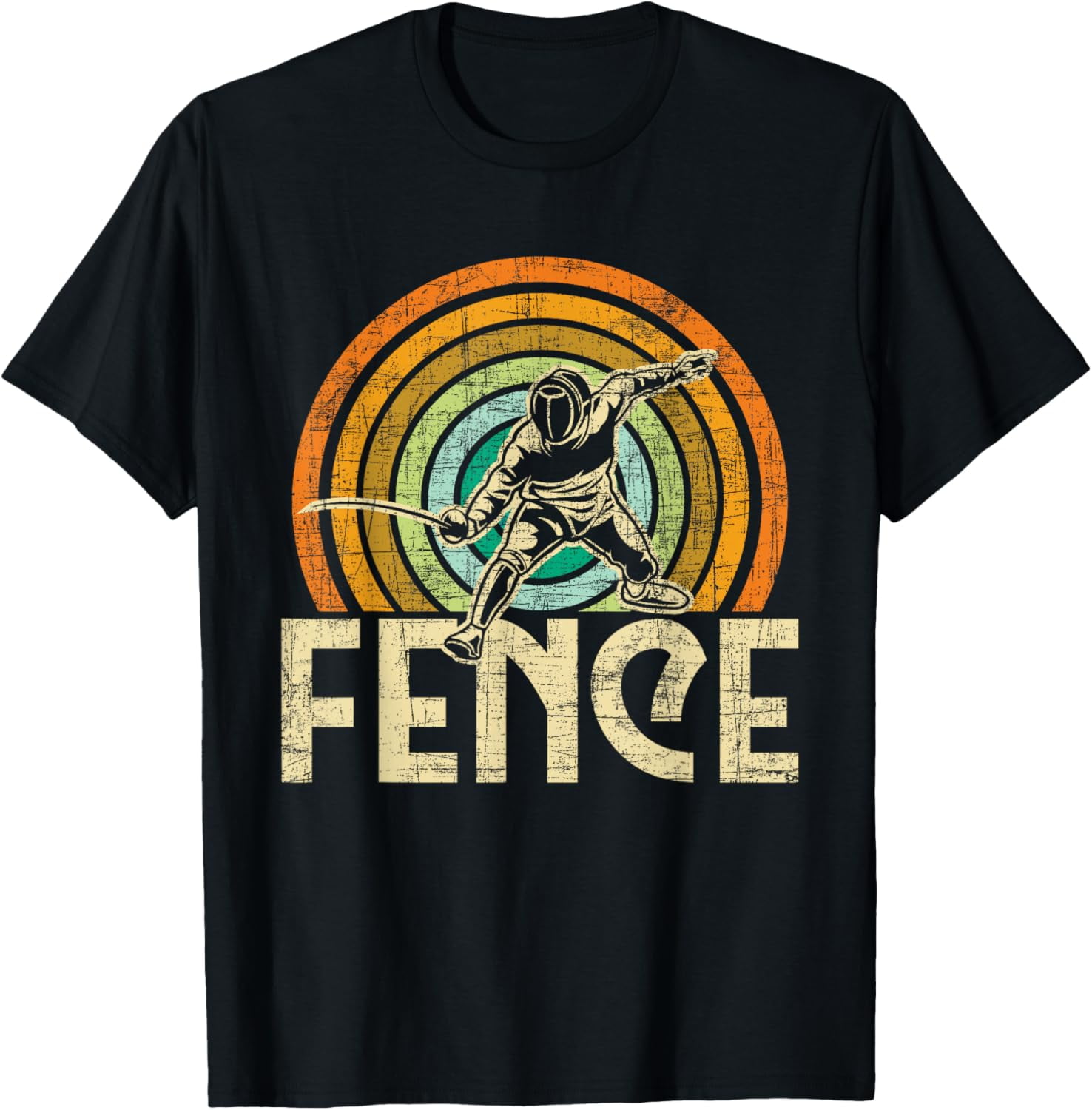Fence - Retro Vintage Fencing Fencer Swordsman Sword Rapier T-Shirt ...