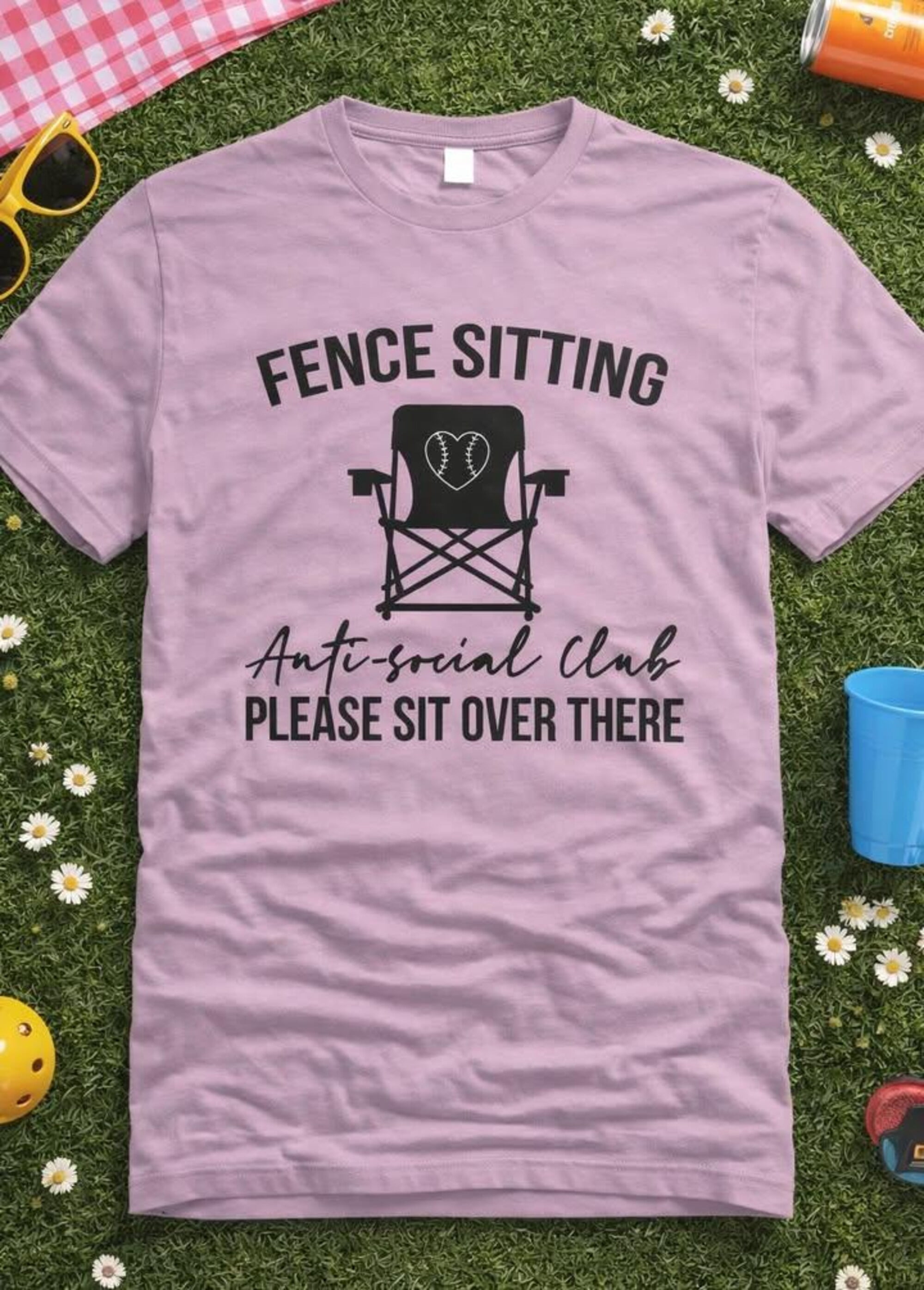 Fence Sitting Anti Social Club Shirt Softball Mom Game Day Tee Please ...