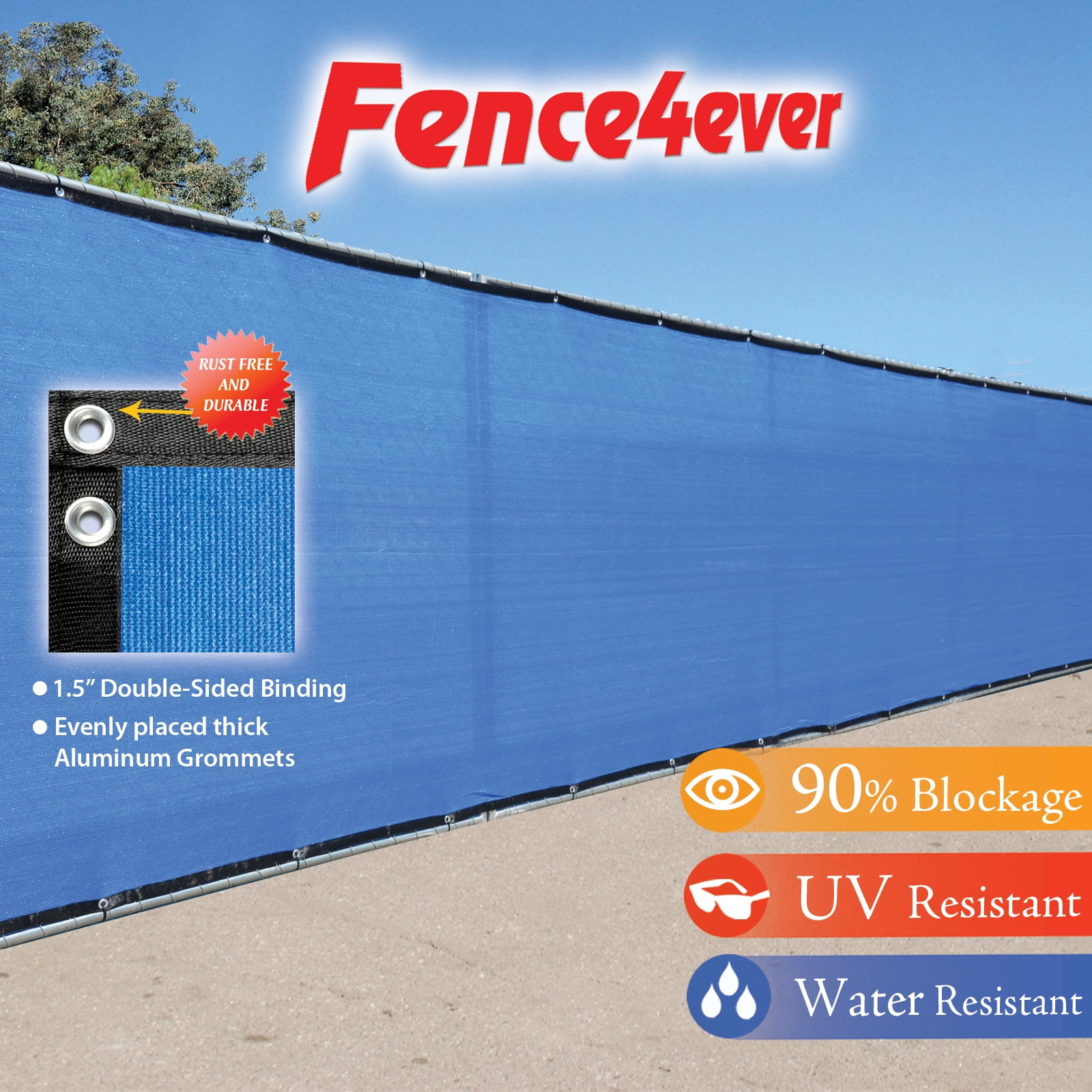 Fence4ever Blue 6'x50' 6ft tall Fence Privacy Screen Windscreen Shade ...