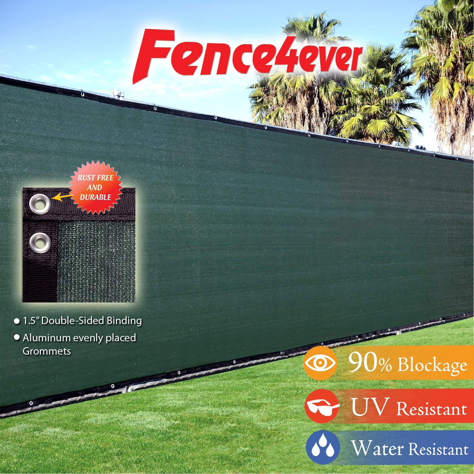 Fence4ever 4'x50' Green Privacy Screen - Mesh Fabric Tarp Windscreen ...
