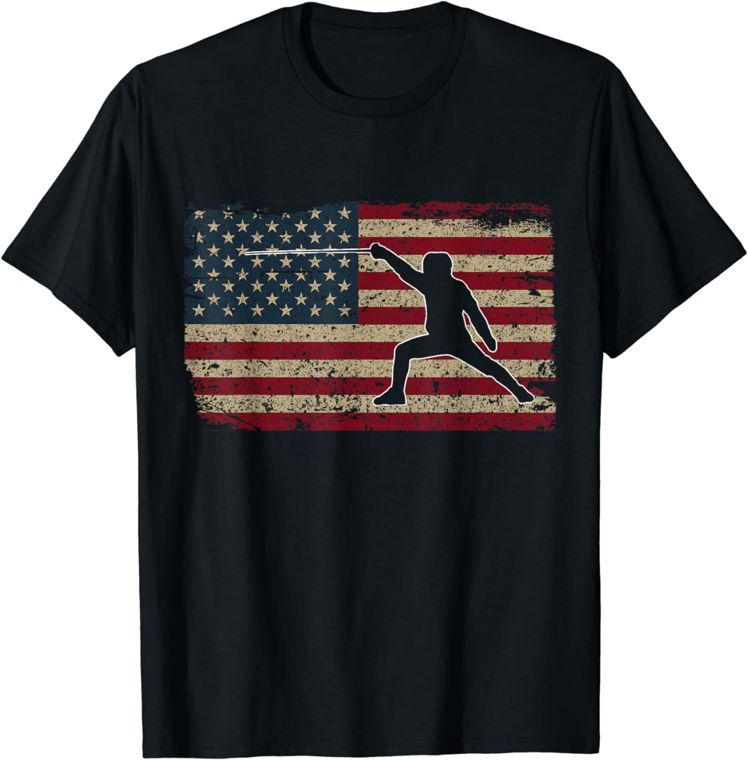 Fencer American Flag T-Shirt I Proud Fencing Gift Idea T-Shirt ...