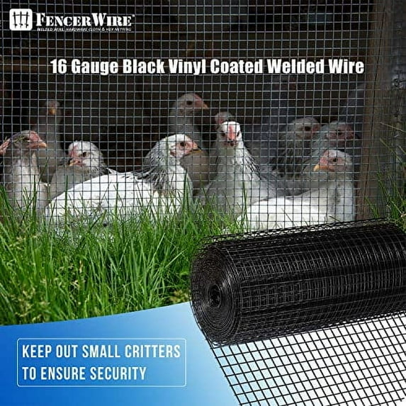 Fencer Wire 16 Gauge Black Vinyl Coated Welded Wire Mesh Size 1.5 inch ...