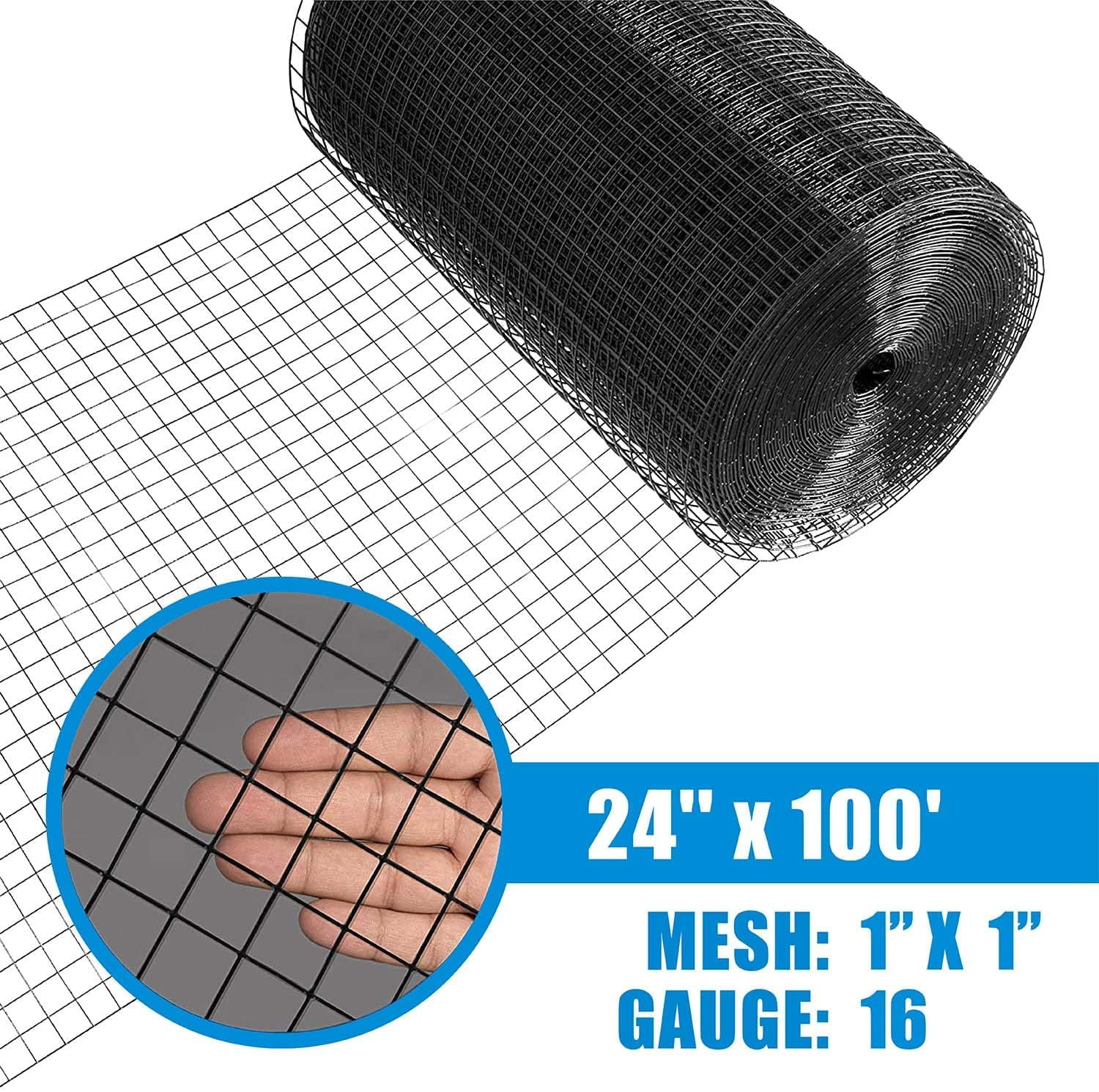 Fencer Wire 16 Gauge Black Vinyl Coated Welded Wire Mesh Size 1 inch by ...