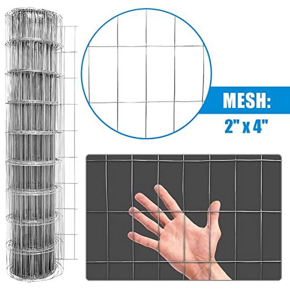 Fencer Wire 16 Gauge Galvanized Welded Wire Mesh Size 2 inch by 4 inch ...