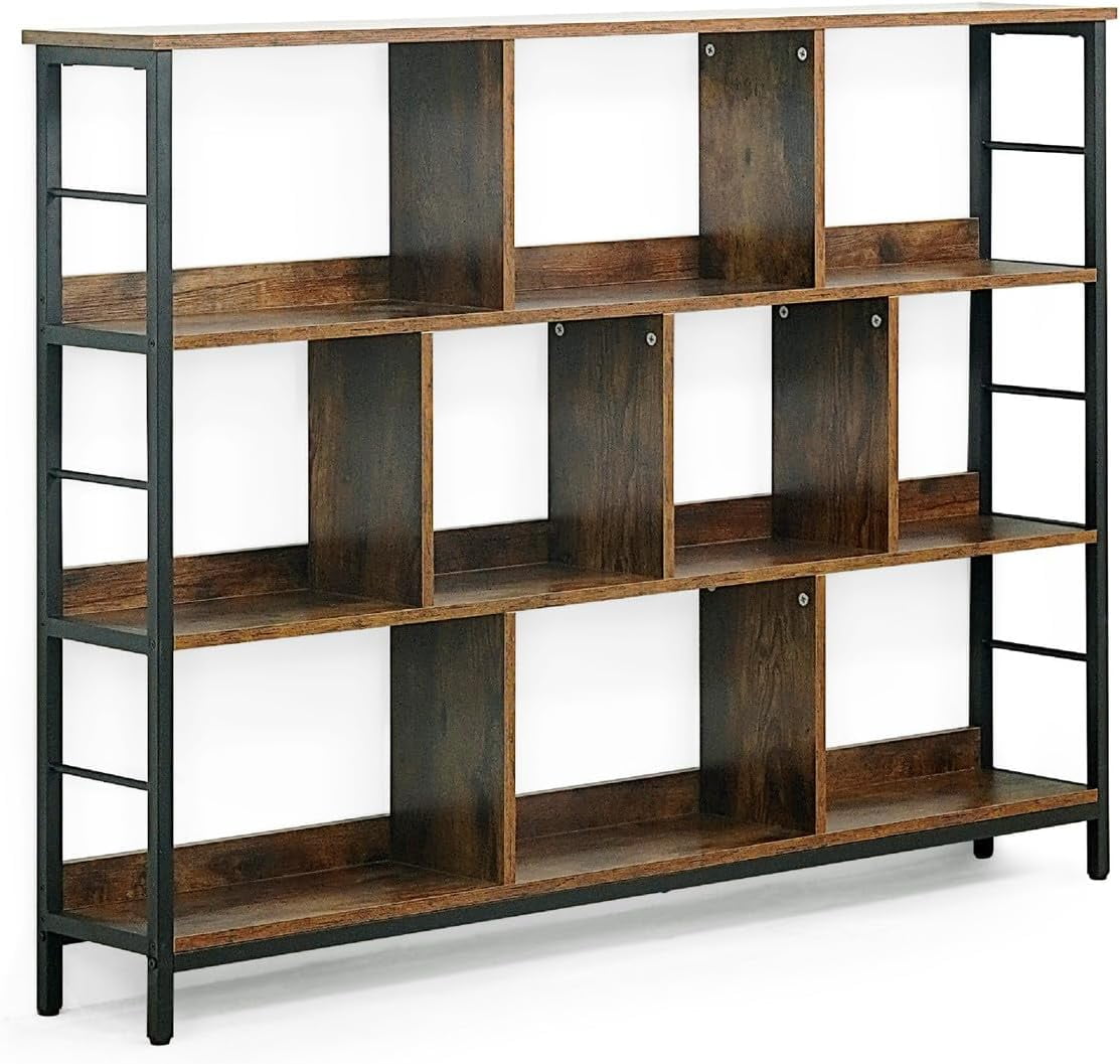Fencer Wire 3 Tier 10 Cube Bookshelf, Office Shelf, Horizontal Bookcase ...