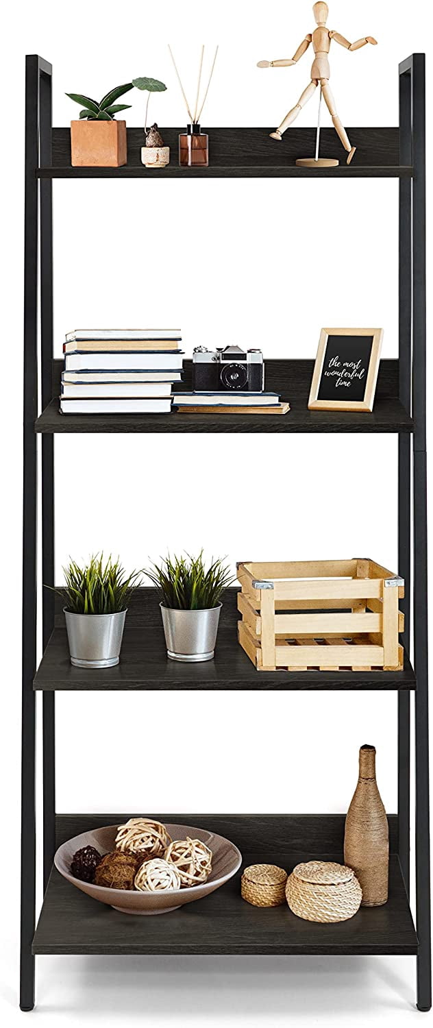 Fencer Wire 4 Tier Ladder Bookshelf, 24 Inch Width Free Standing Shelf ...