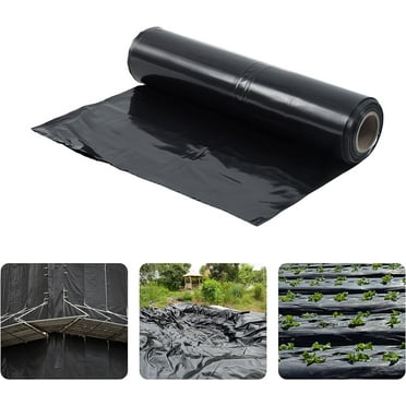 Black Plastic Sheeting - 4 mil - (4' x 100') - Black Tarp, Polyethylene Vapor Barrier Sheeting ...