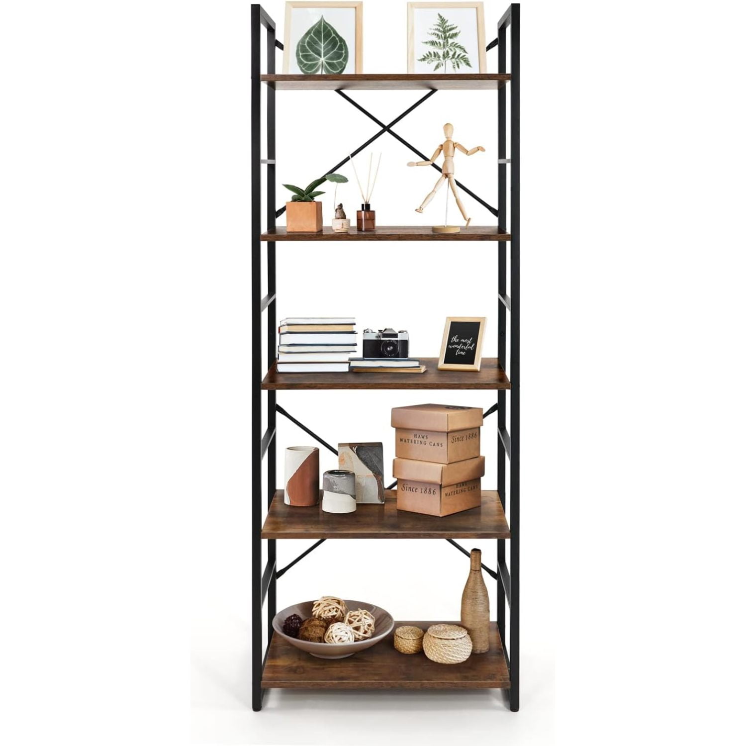Fencer Wire 5 Tier Free Standing Shelf, 24 Inch Width Bookshelf ...