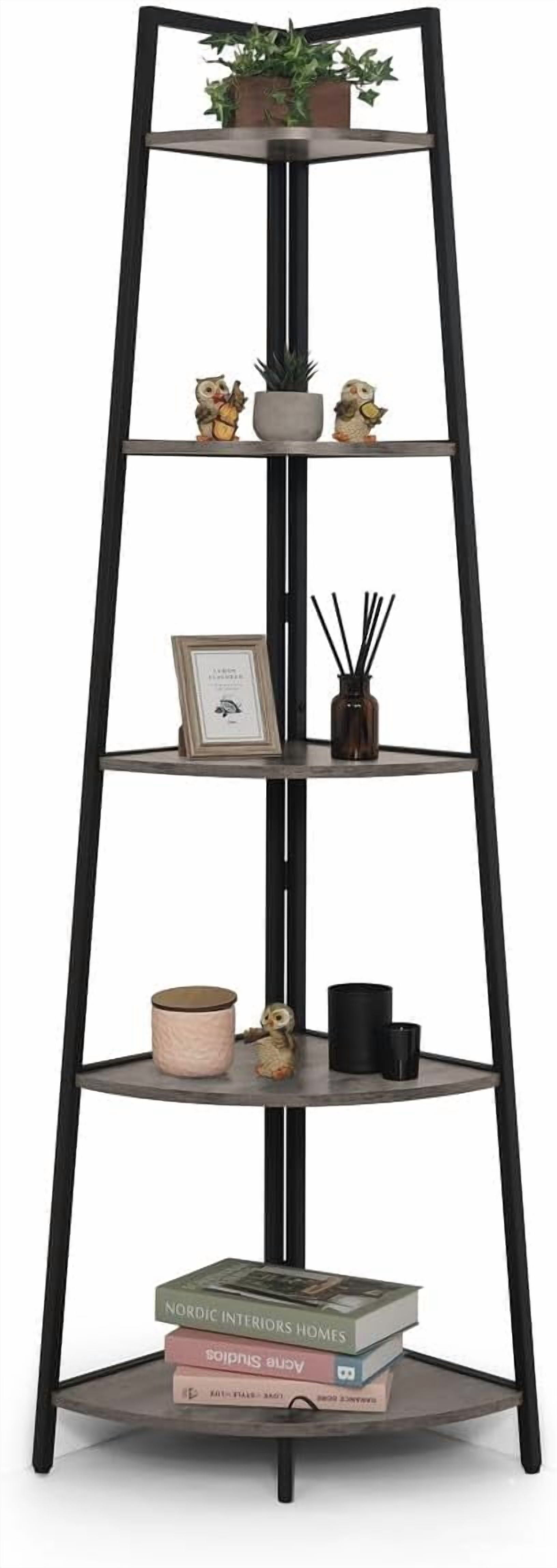 Fencer Wire 5-Tier Tall Corner Shelf Stand, 5-Tier Display Shelves ...