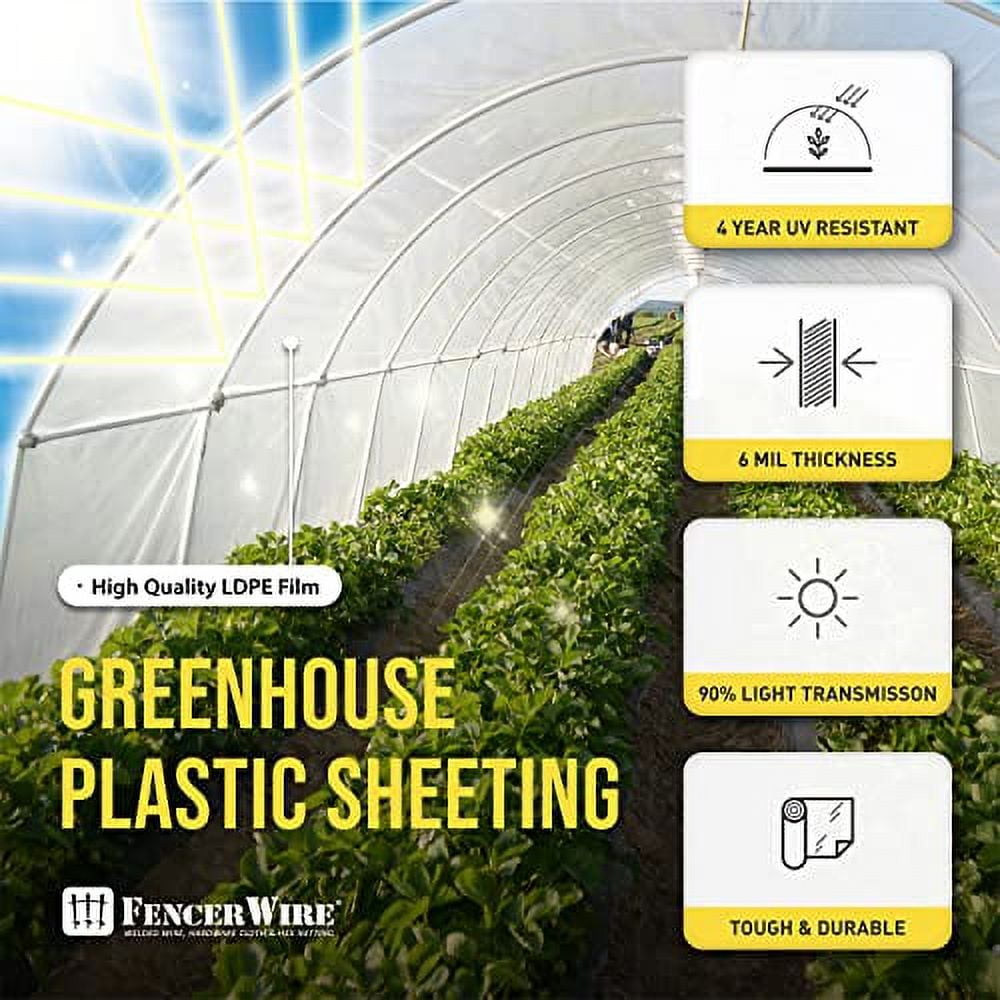 Fencer Wire 6 mil Clear Greenhouse Plastic Sheeting UV Resistant ...