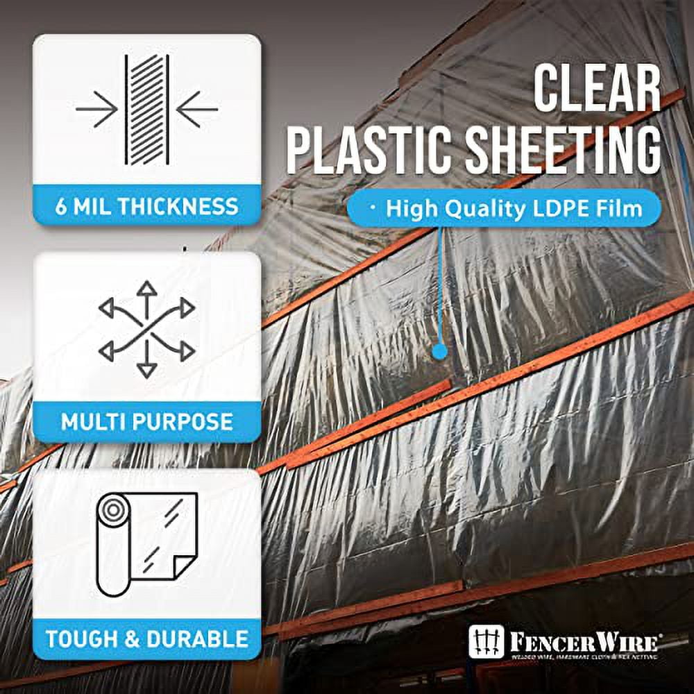 Fencer Wire 6 mil Clear Plastic Sheeting, Heavy-Duty Plastic Sheet ...