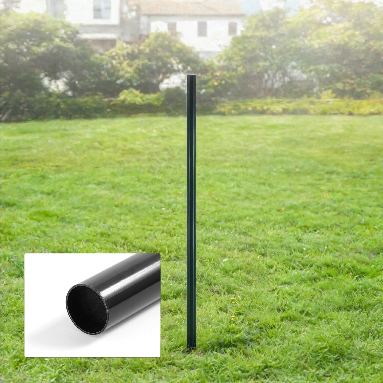Fencer Wire 7 FT Black Chain Link Fence Terminal Post, Terminal Post ...