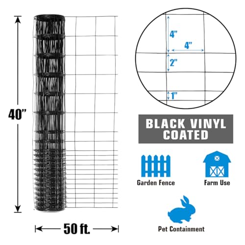 Fencer Wire Black Vinyl Coated 16 Gauge Rabbit Guard Fence, Poultry ...