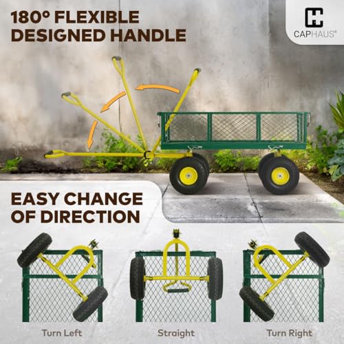 Fencer Wire Metal Green Garden Cart, Lawn Wagons Carts Heavy Duty ...