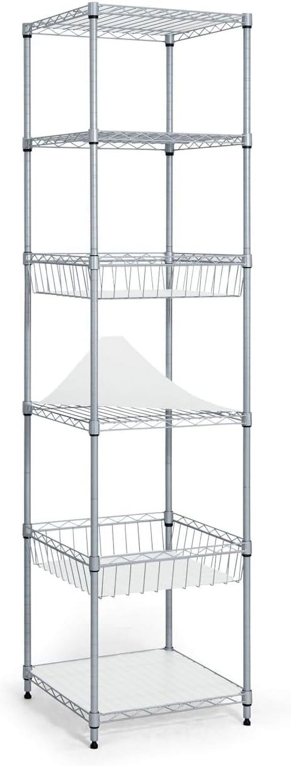 Fencer Wire NSF 6 Tier Wire Shelving Unit w/Baskets & Liner, Storage ...