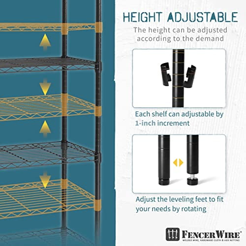 Fencer Wire NSF Adjustable Height Wire Shelving Unit w/Liner, Basement ...