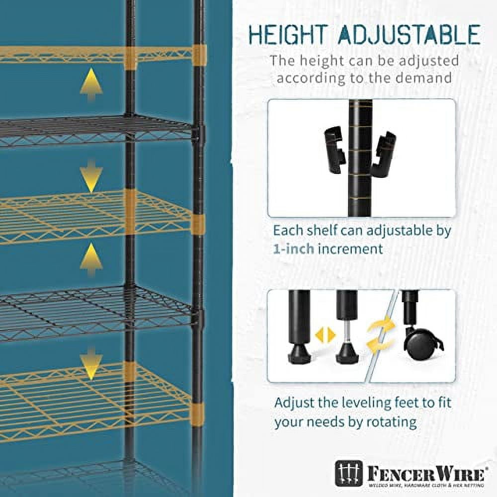 Fencer Wire NSF Adjustable Height Wire Shelving w/Liner & Wheels ...
