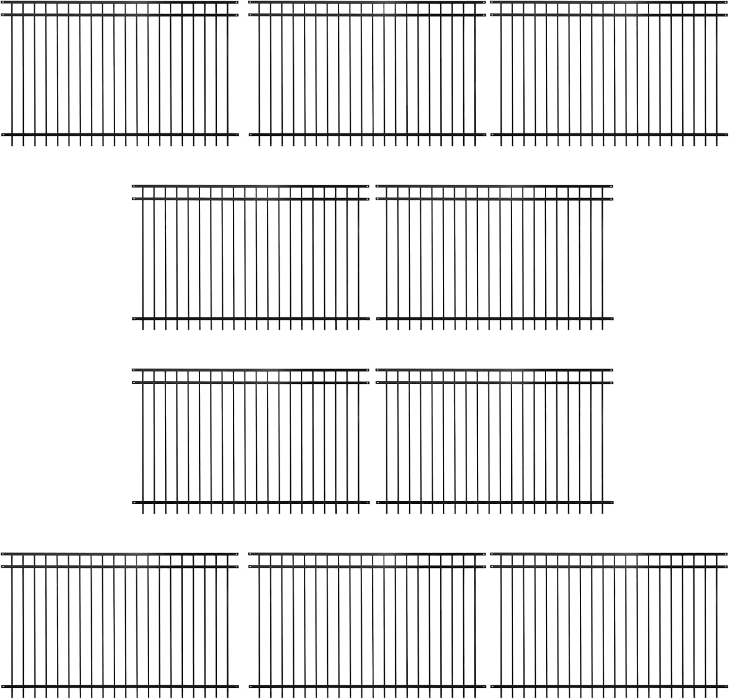 Fencer Wire Pack of 10 Heavy Duty Flat Top Fence Barrier Panel, 5FT ...