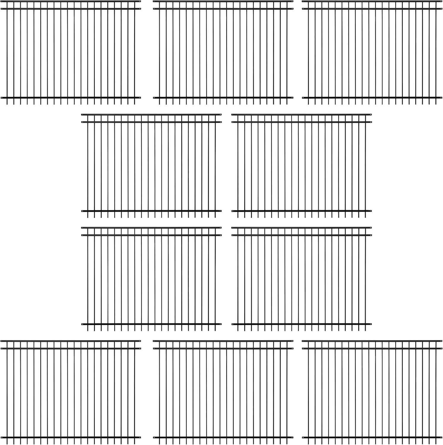 Fencer Wire Pack of 10 Heavy Duty Flat Top Fence Barrier Panel, 6FT ...