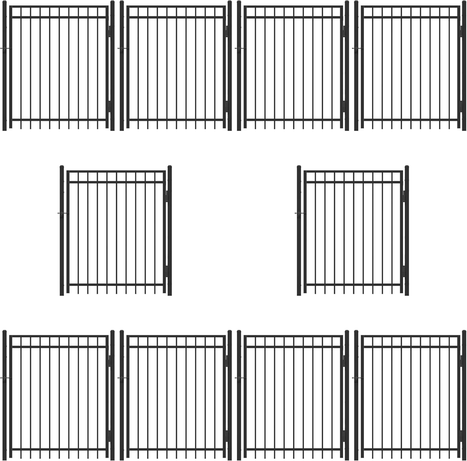 Fencer Wire Pack of 10 Heavy Duty Flat Top Fence Gate, 5FT Height x 4FT ...