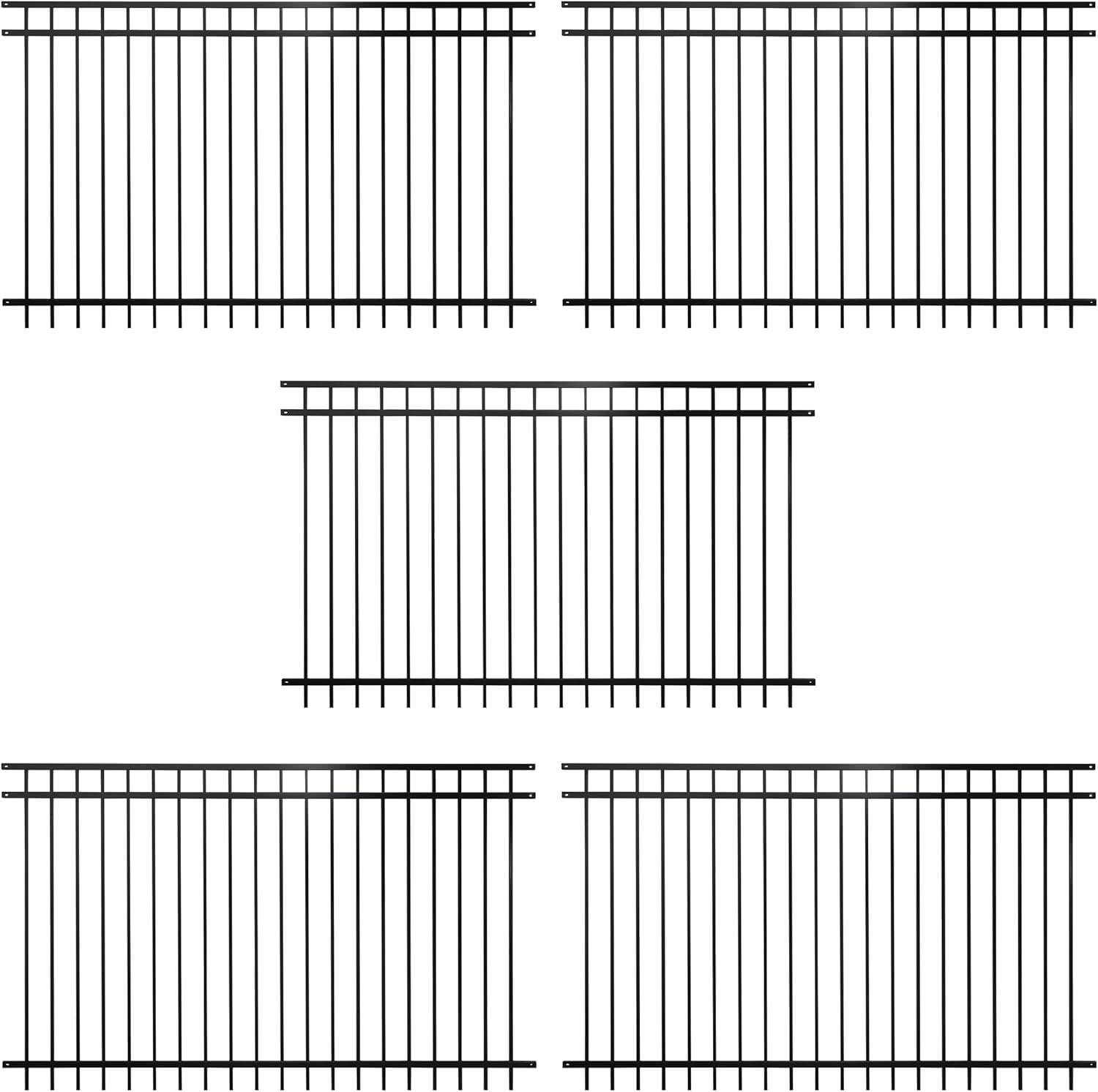 Fencer Wire Pack of 5 Heavy Duty Flat Top Fence Barrier Panel, 5FT ...
