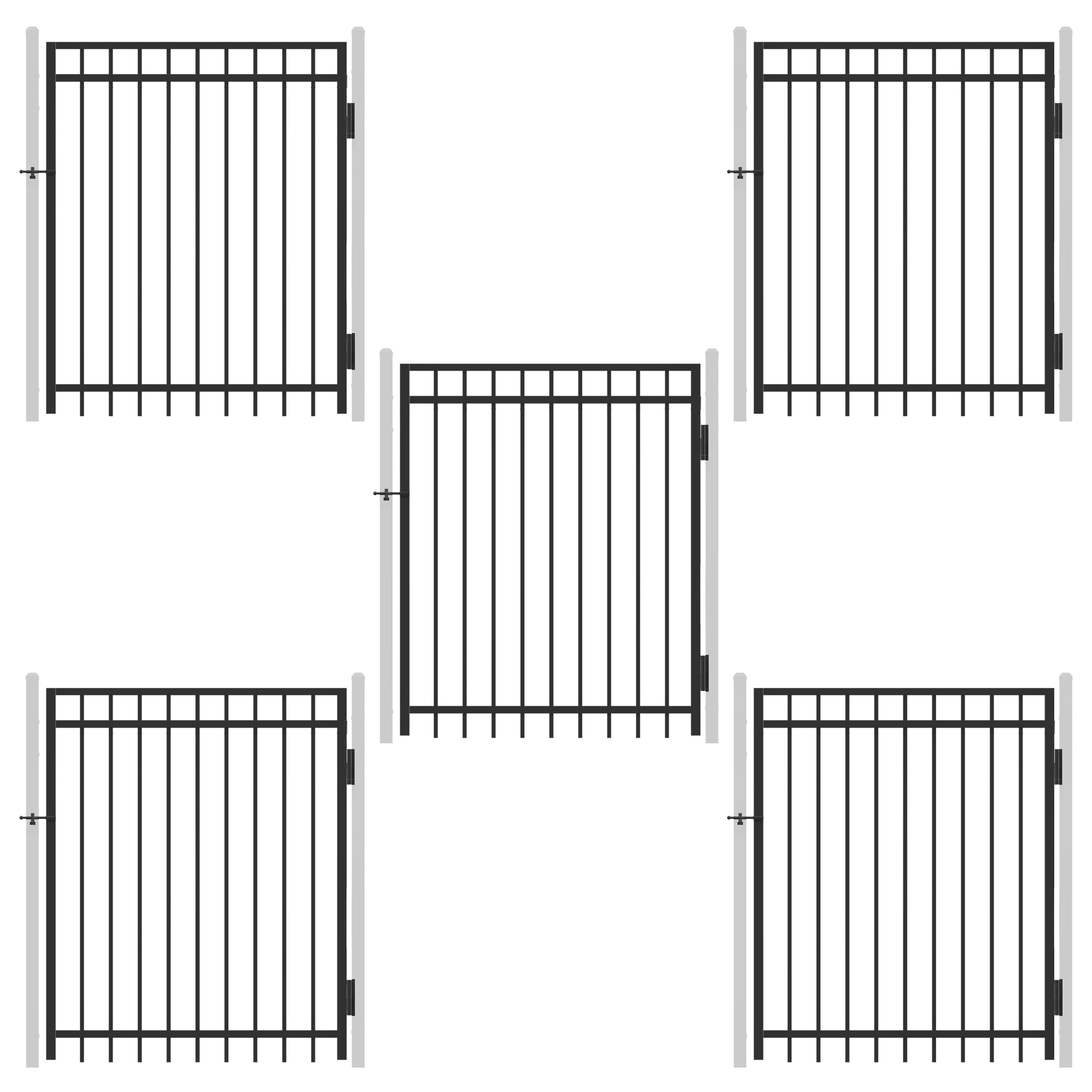 Fencer Wire Pack of 5 Heavy Duty Flat Top Fence Gate, 5FT Height x 4FT ...