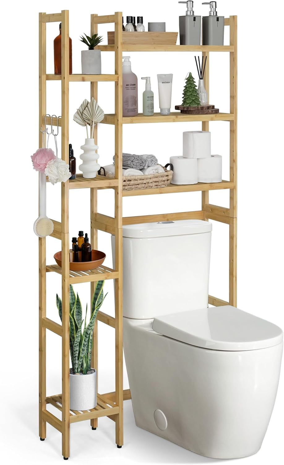 FencerWire Bamboo Over The Toilet Storage, Behind Toilet Bathroom Shelf ...