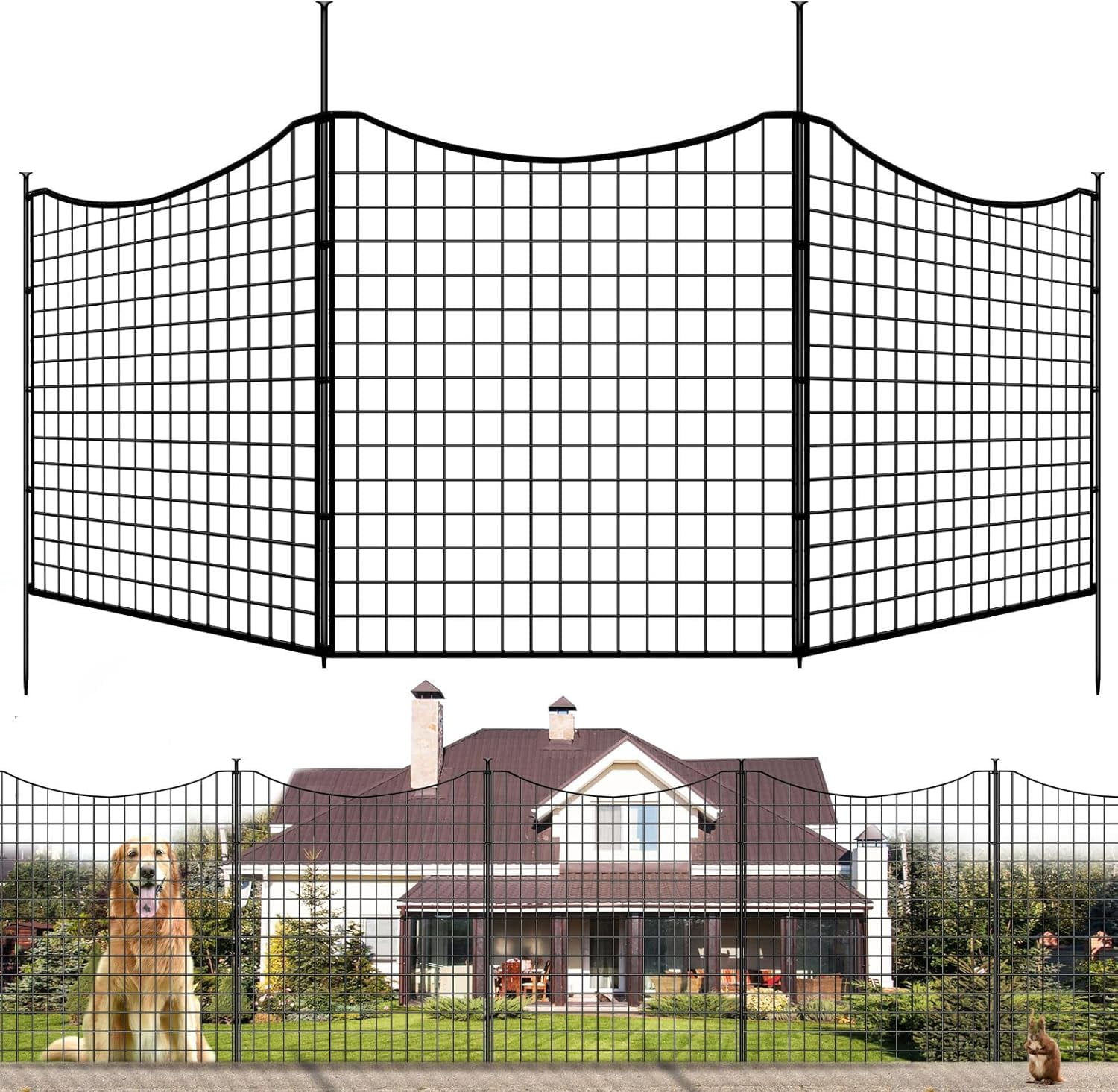 Fences and Borders for Dogs, 6 Panels 33 in(H) X 13ft(L), Decorative ...