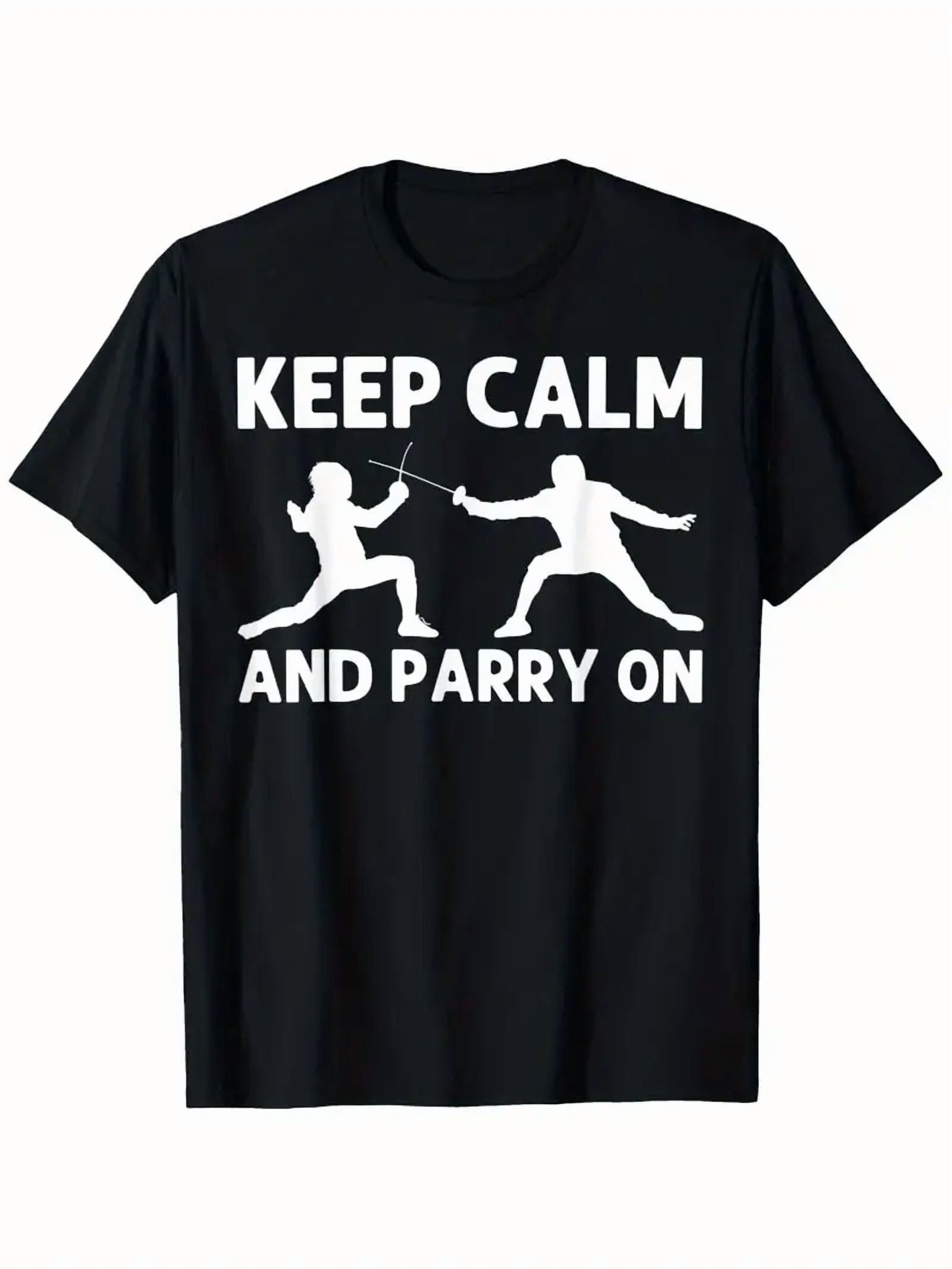 Fencing Graphic T-Shirt - Keep Calm & Parry On Design with Crossed ...
