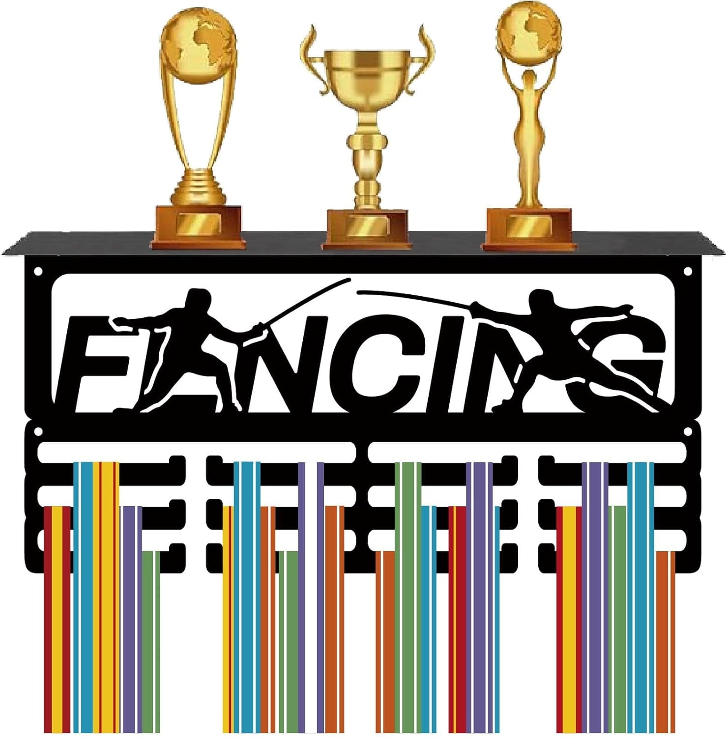 Fencing Medal Hanger Display Medal Holder with Shelf Sports Trophy Rack ...