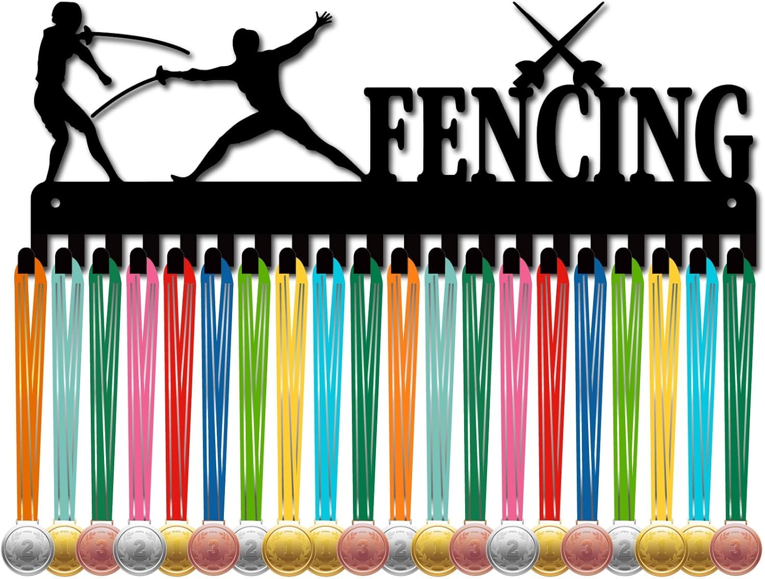 Fencing Medal Holder Iron Medal Rack Wall Mount Race Awards Storage ...