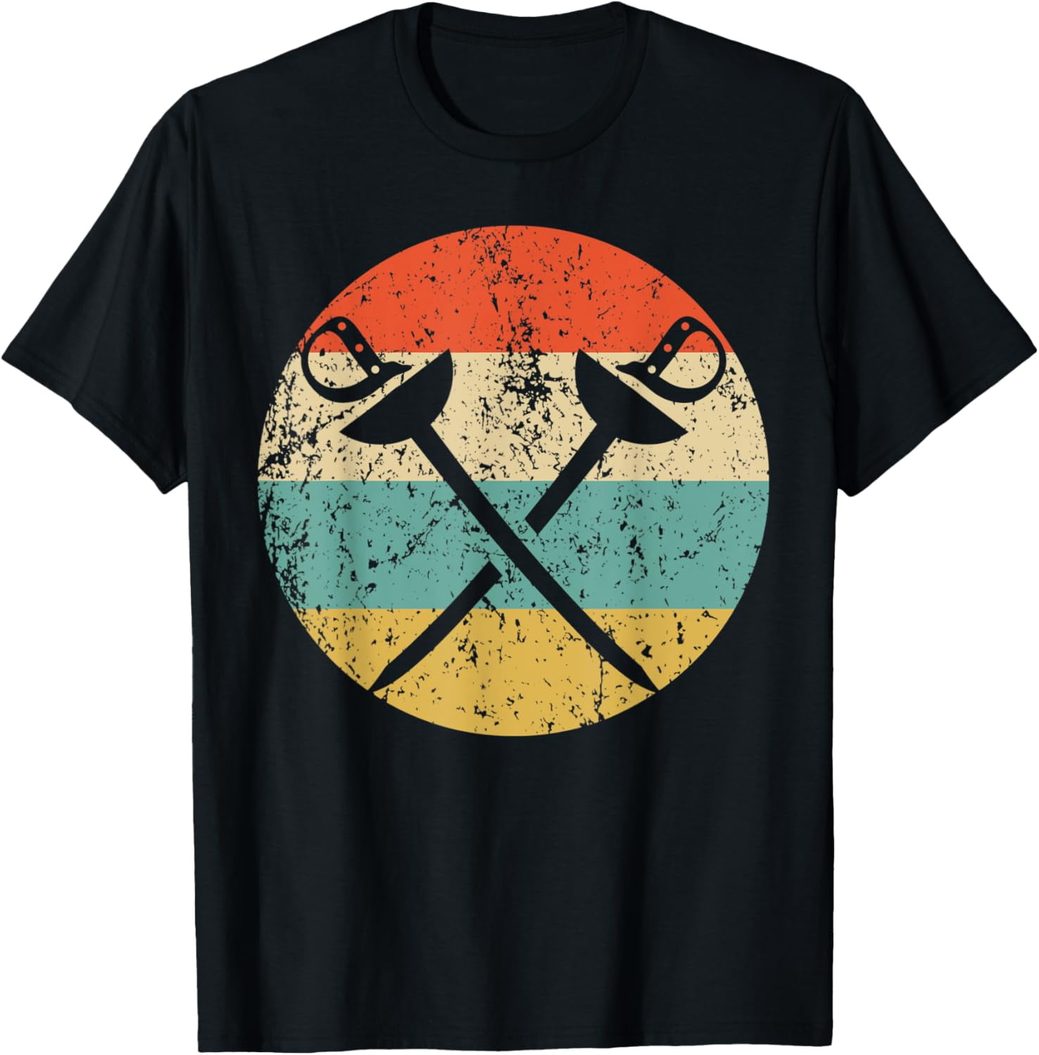 Fencing Sabre Swords Icon Retro Fencing T-Shirt men and women can wear ...