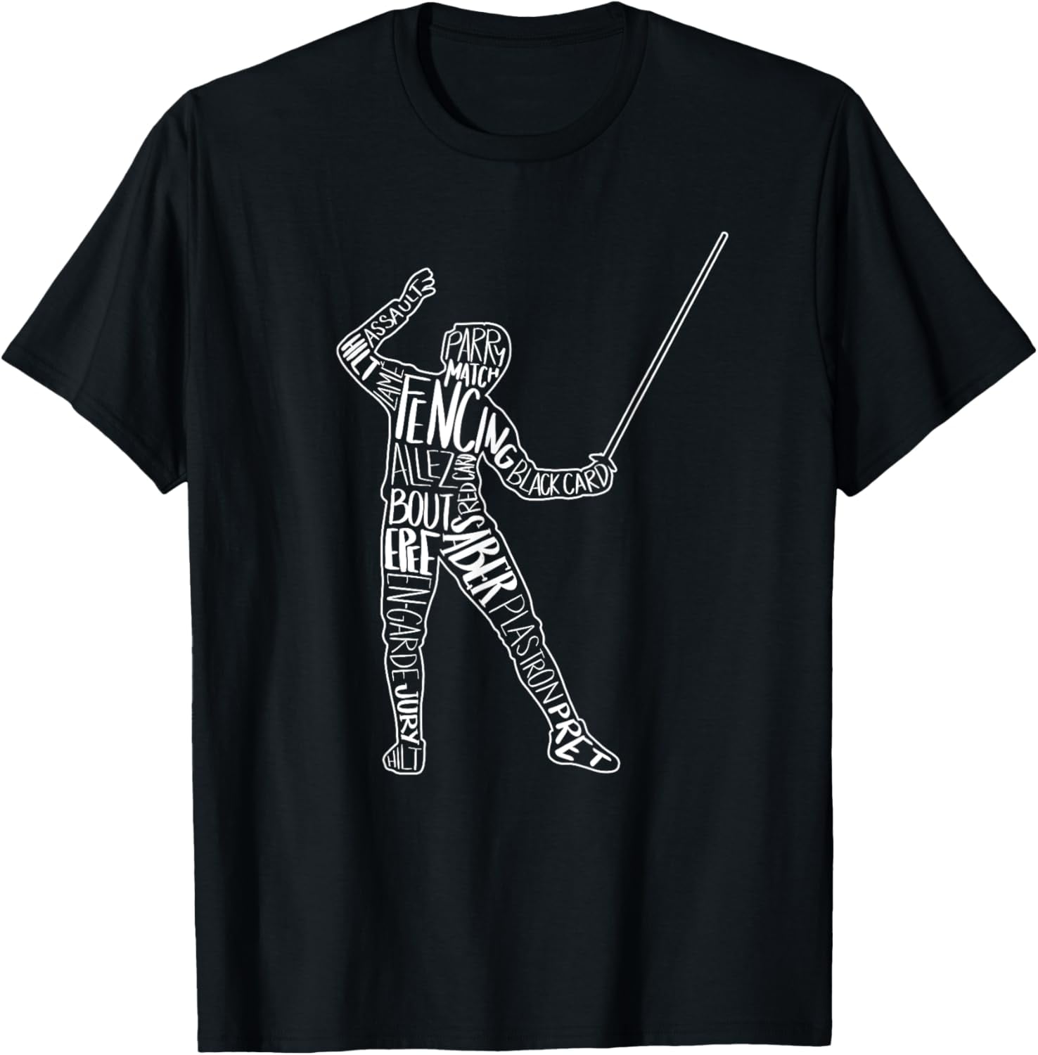 Fencing Sword Tshirt Typography Saber Fencing Gift Shirt - Walmart.com