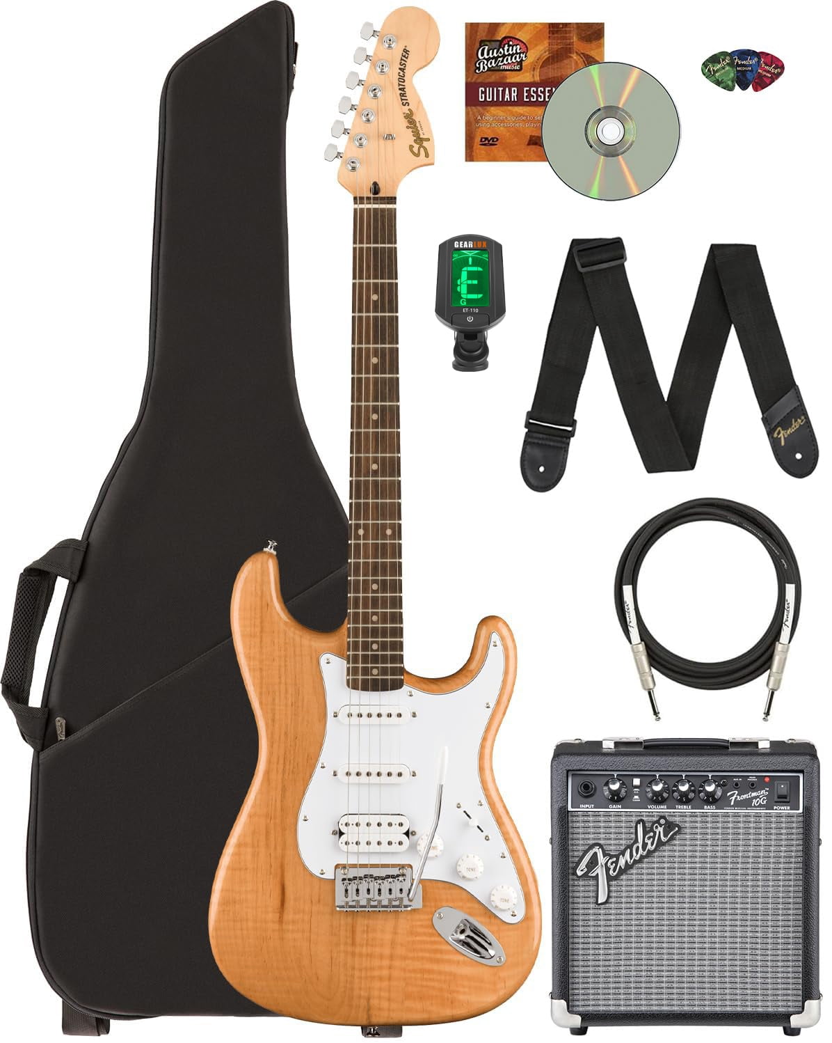 Fender Squier Affinity Stratocaster HSS - Natural w/ Frontman 10G ...