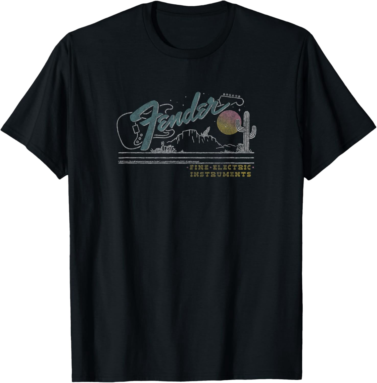 Fender Classic Fit Crew Neck T-Shirt - Vintage Desert Logo, Short ...