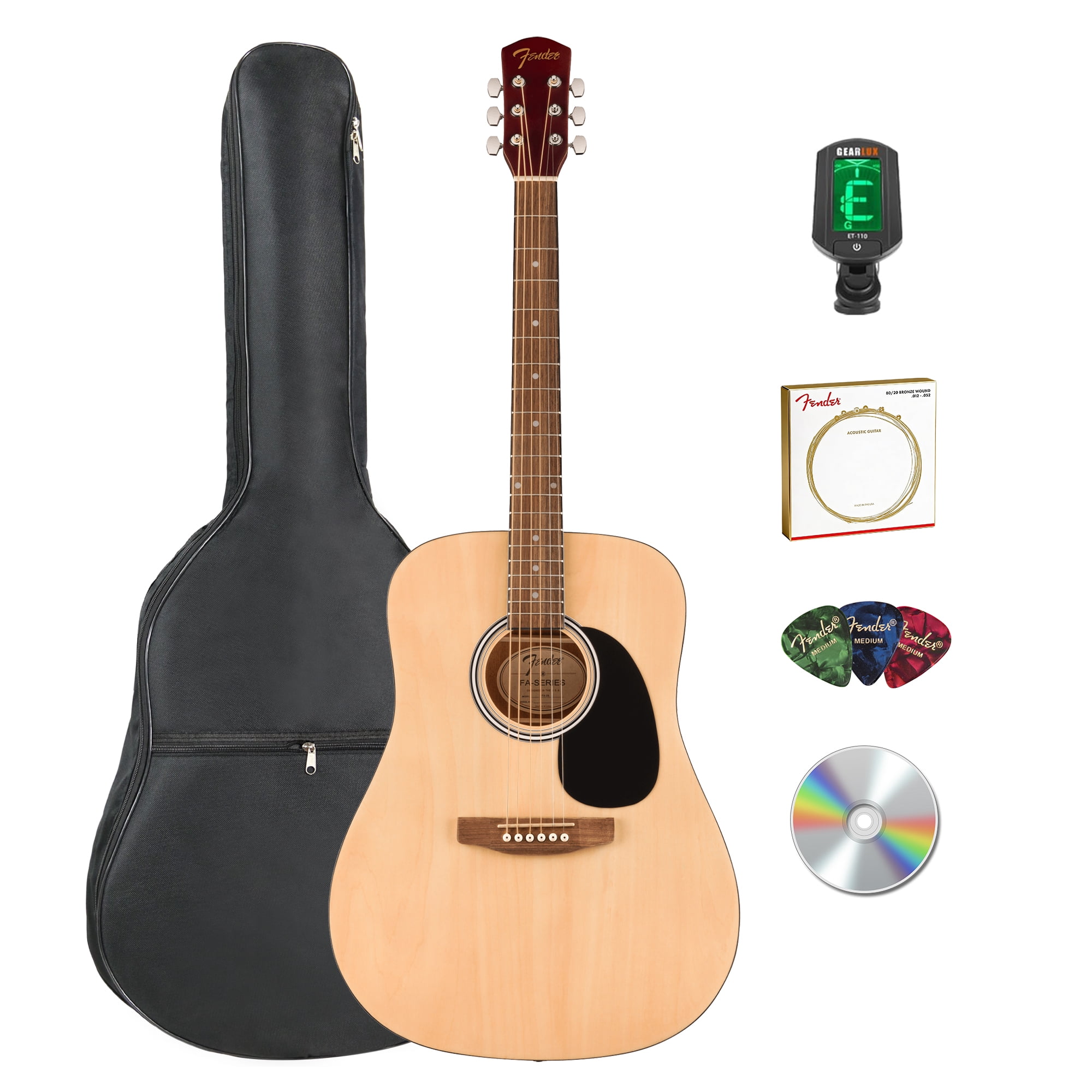 Fender, Acoustic Guitar, FA Series Dreadnought, Natural w/ Gig Bag ...