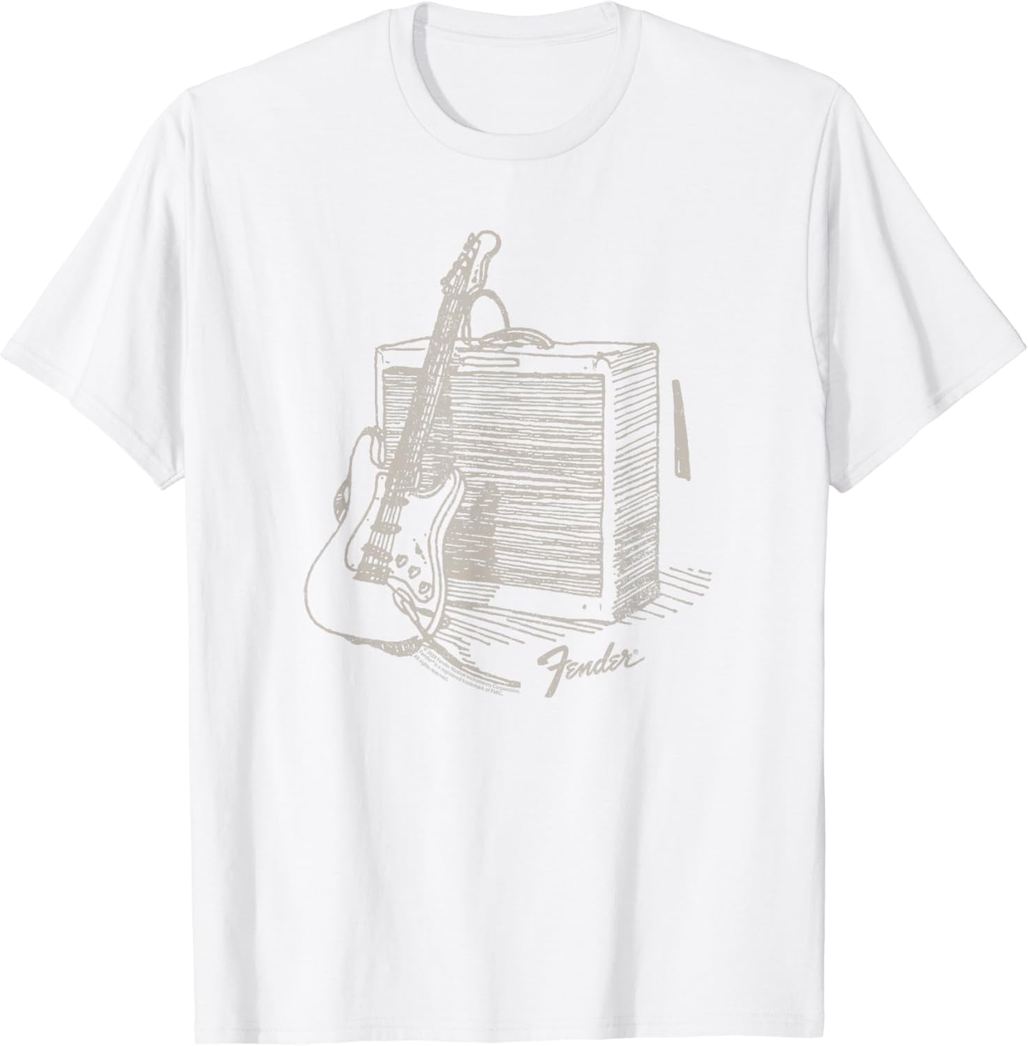 Fender Guitar Resting On Amplifier Retro Outline Image T-Shirt ...