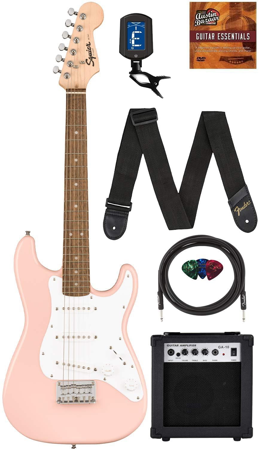 Fender Squier 3/4-Size Kids Mini Strat Electric Guitar - Shell Pink w ...