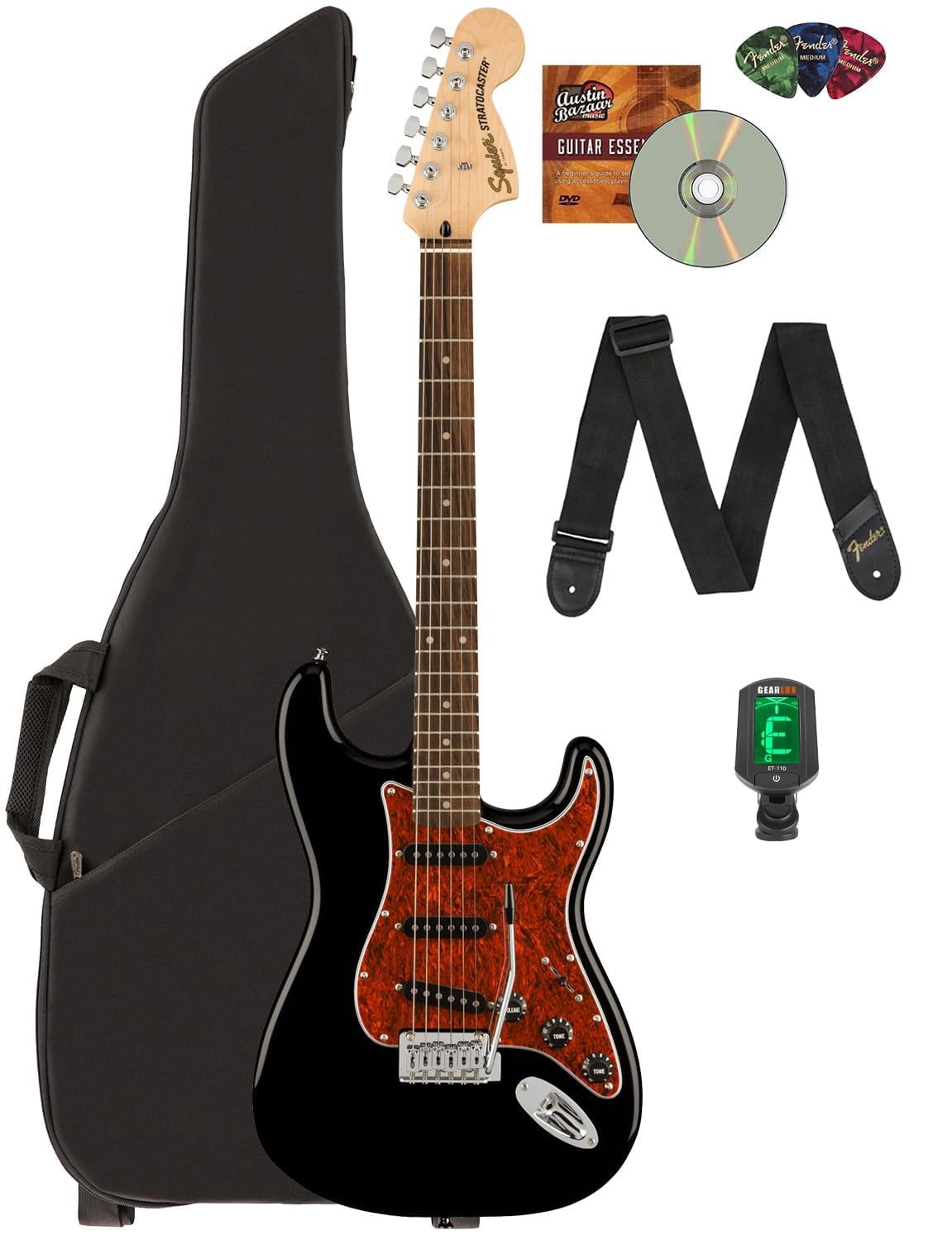 Fender Squier Affinity Stratocaster - Black Limited Edition Tortoise ...