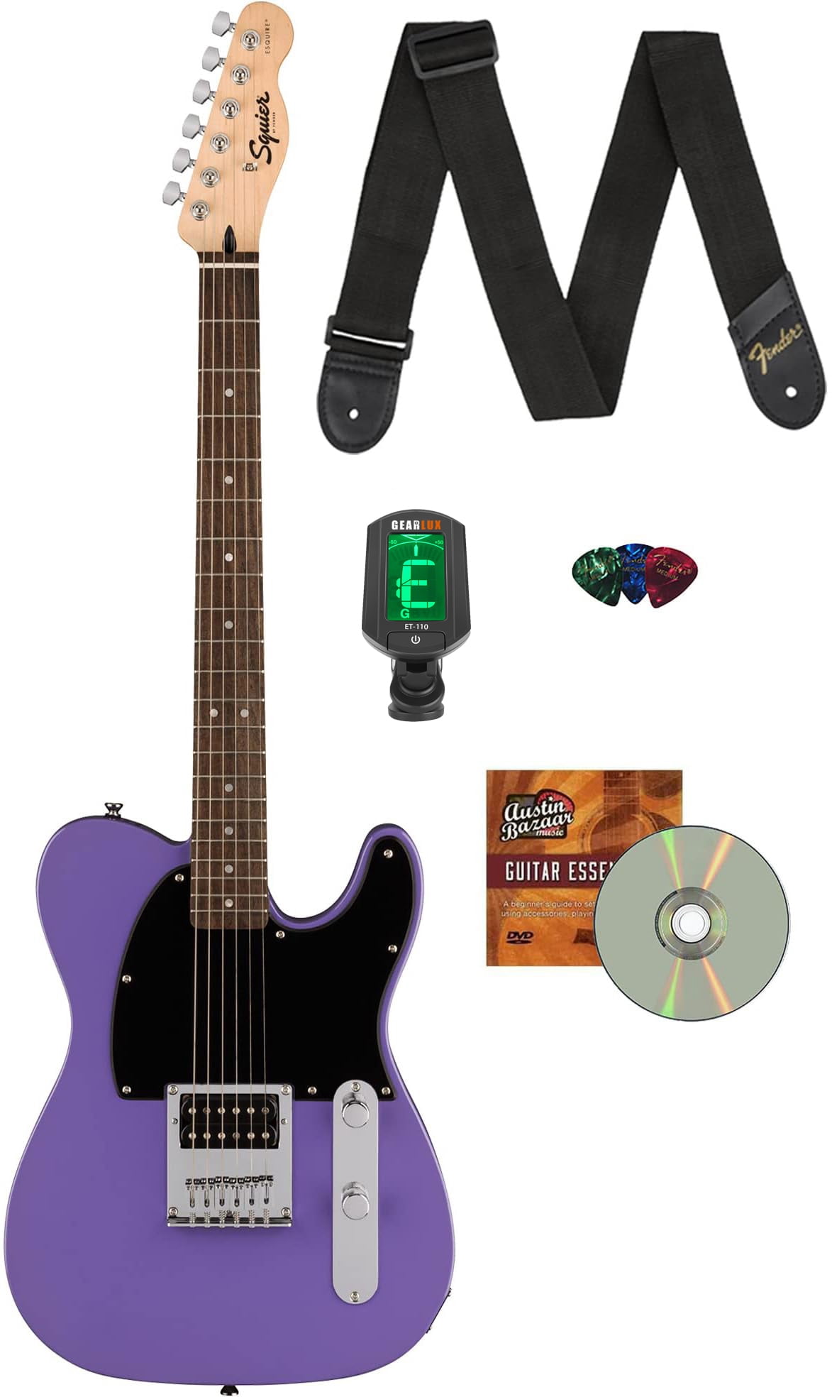 Fender Squier Sonic Esquire H Electric Guitar - Ultraviolet w/ Tuner ...