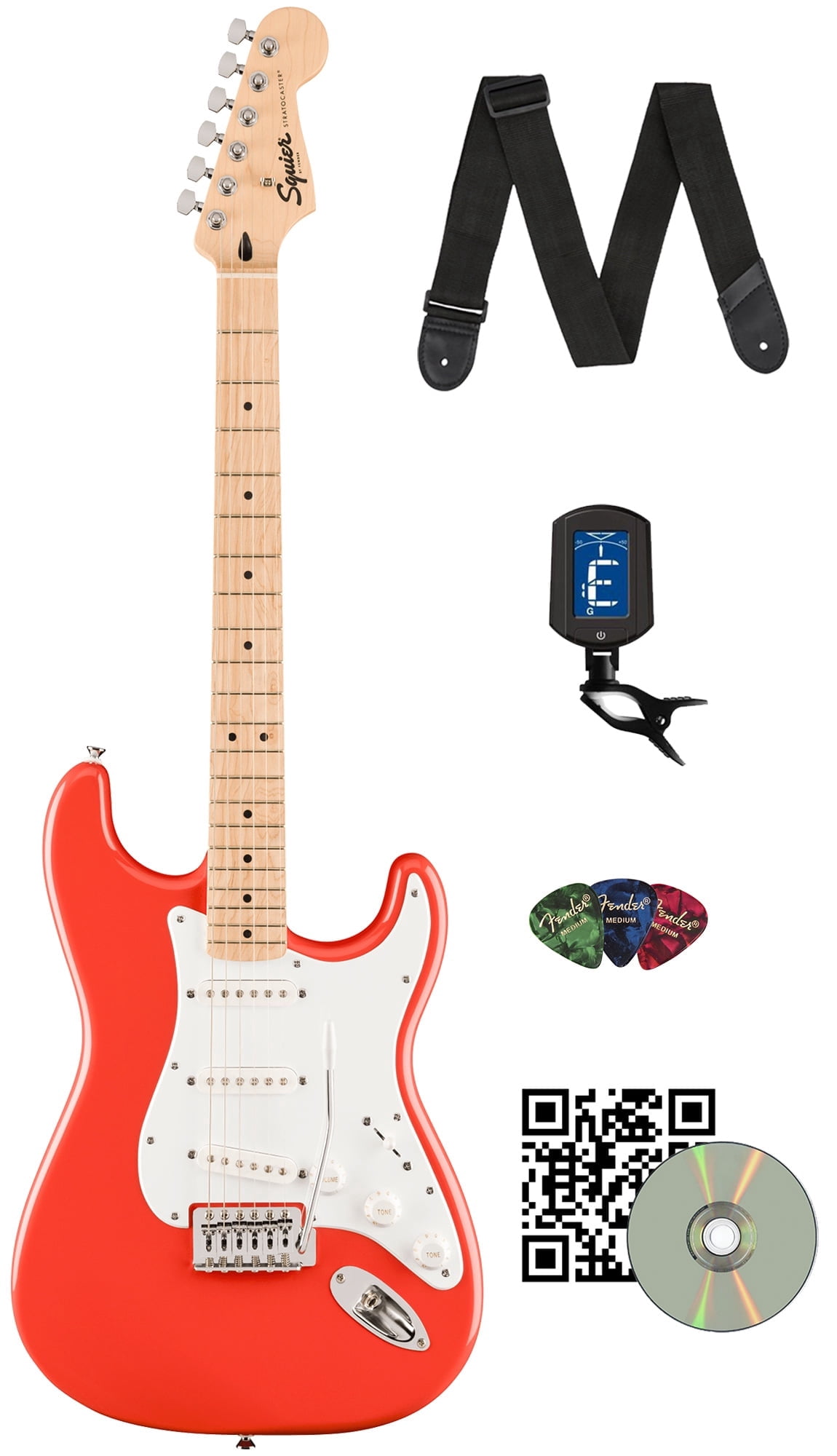 Fender Squier Sonic Stratocaster - Fiesta Red Bundle with Tuner, Strap ...