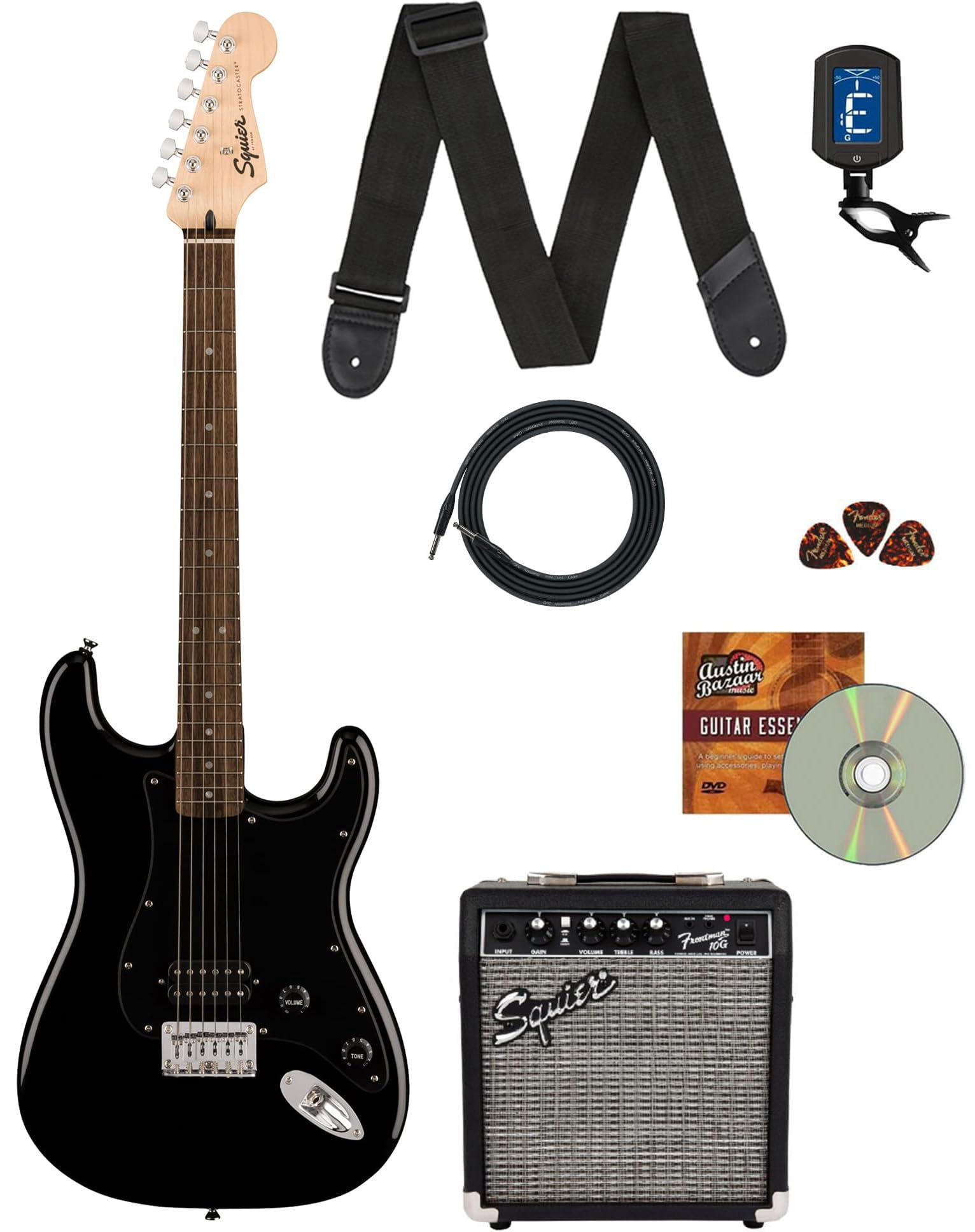 Fender Squier Sonic Stratocaster HT H - Black w/ Frontman 10G Amplifier ...